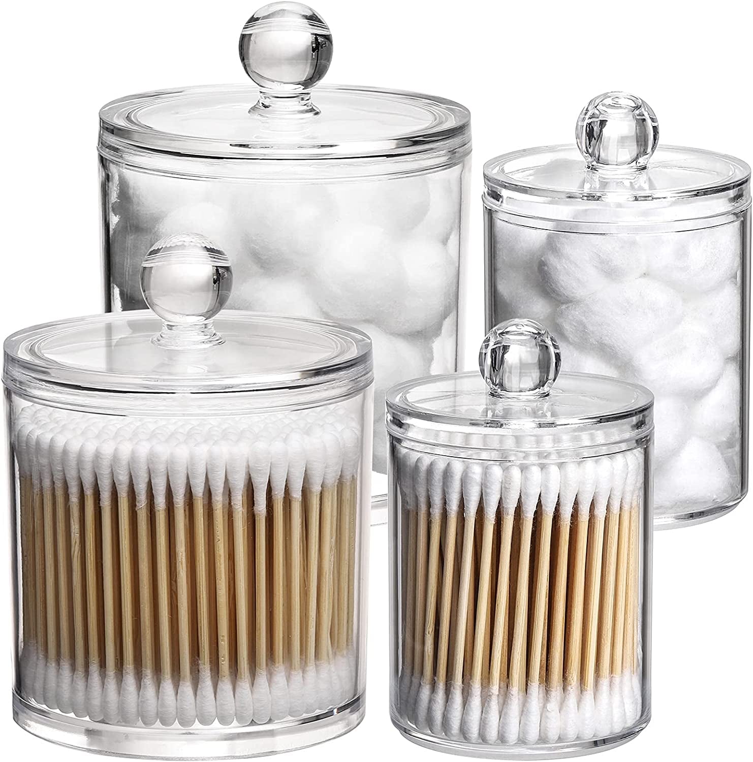 Walmart 4 pcs Plastic Qtips Holder, 10/20 OZ Jar, Cotton Swab Dispenser ...