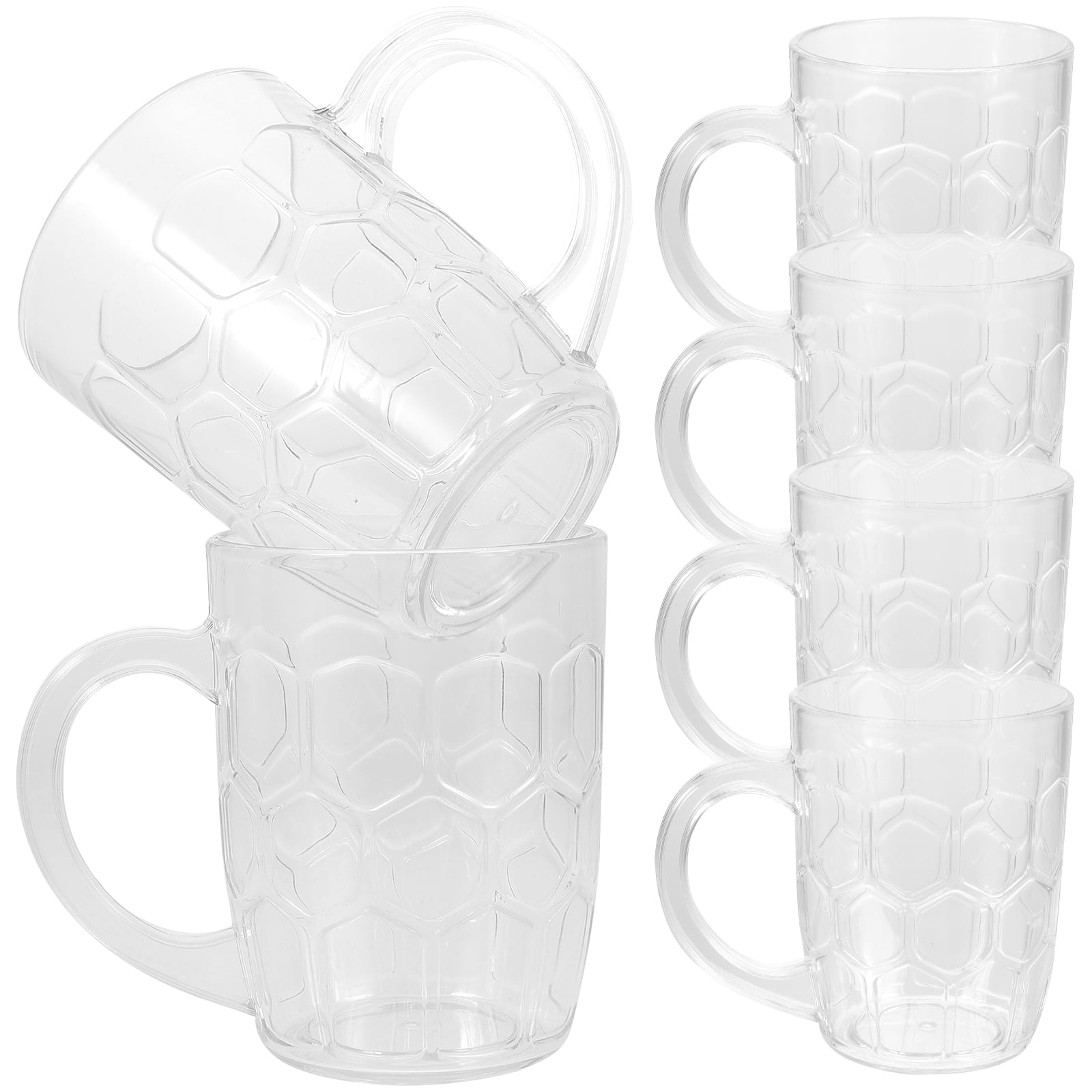 LHX 6pcs Clear Dimpled Plastic Beer Mug with Large Handle - Walmart.com