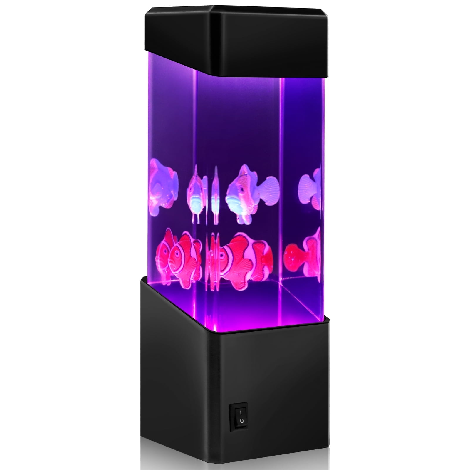 LHX Fish Lava Lamp USB/Battery Operated LED Fish Night Light Auto Color ...