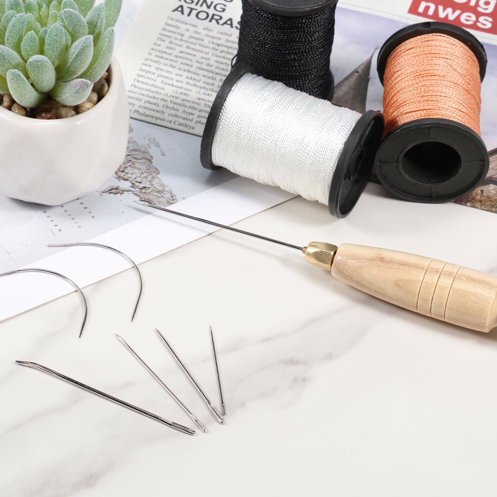 LHX Leather Sewing Thread Kit 3-Spool 80 Yards Nylon Waxed Thread and ...