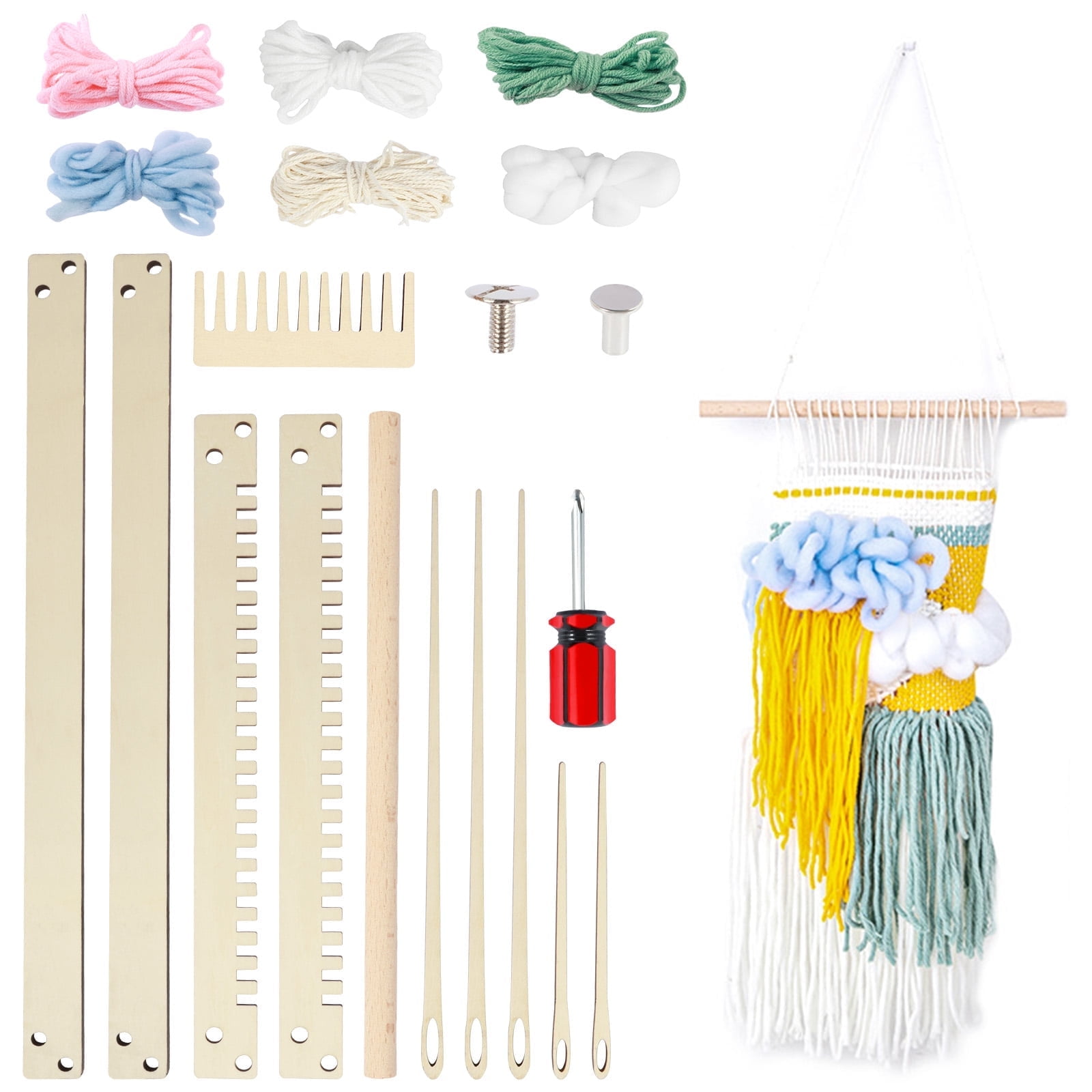 DSH Weaving Loom Kit Complete Wooden Weaving Frame Set with 6 Knitting ...