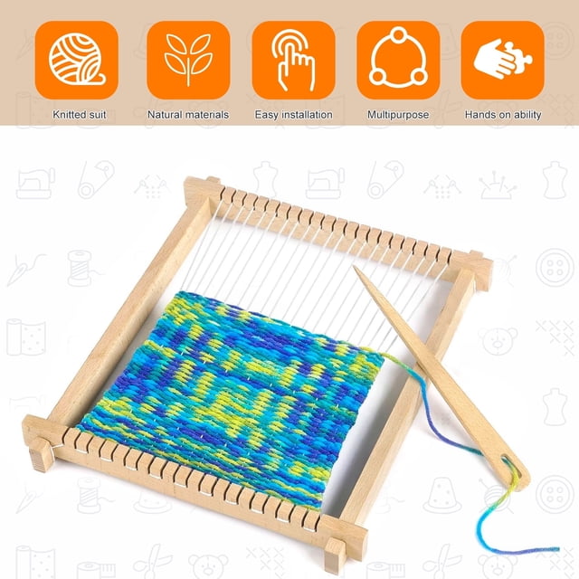 LHX Weaving Loom Kit Wooden Weaving Frame Set with Big Eye Needle Hand ...