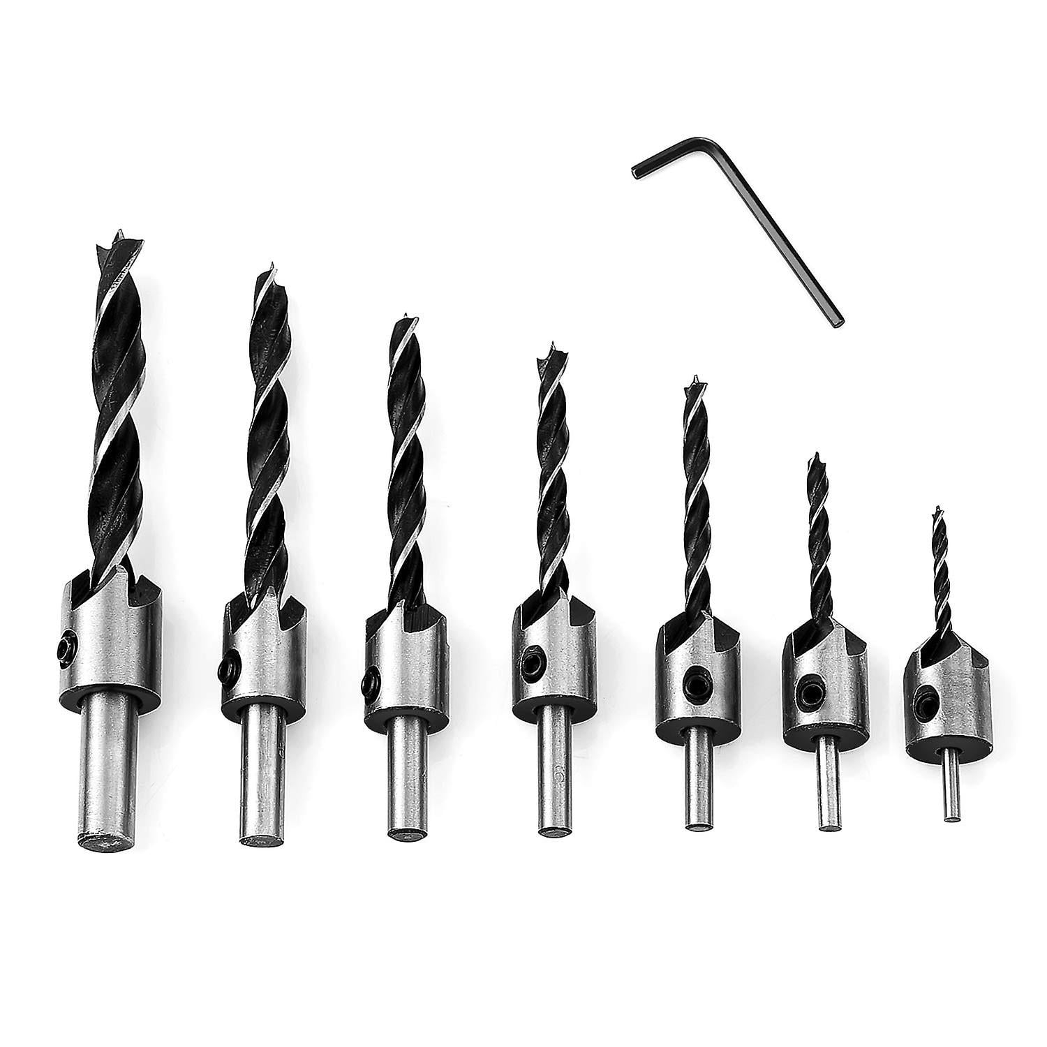 LHXC 7 Pcs Wood Drill Bit With Hss Countersink Carpentry Reamers Coring ...