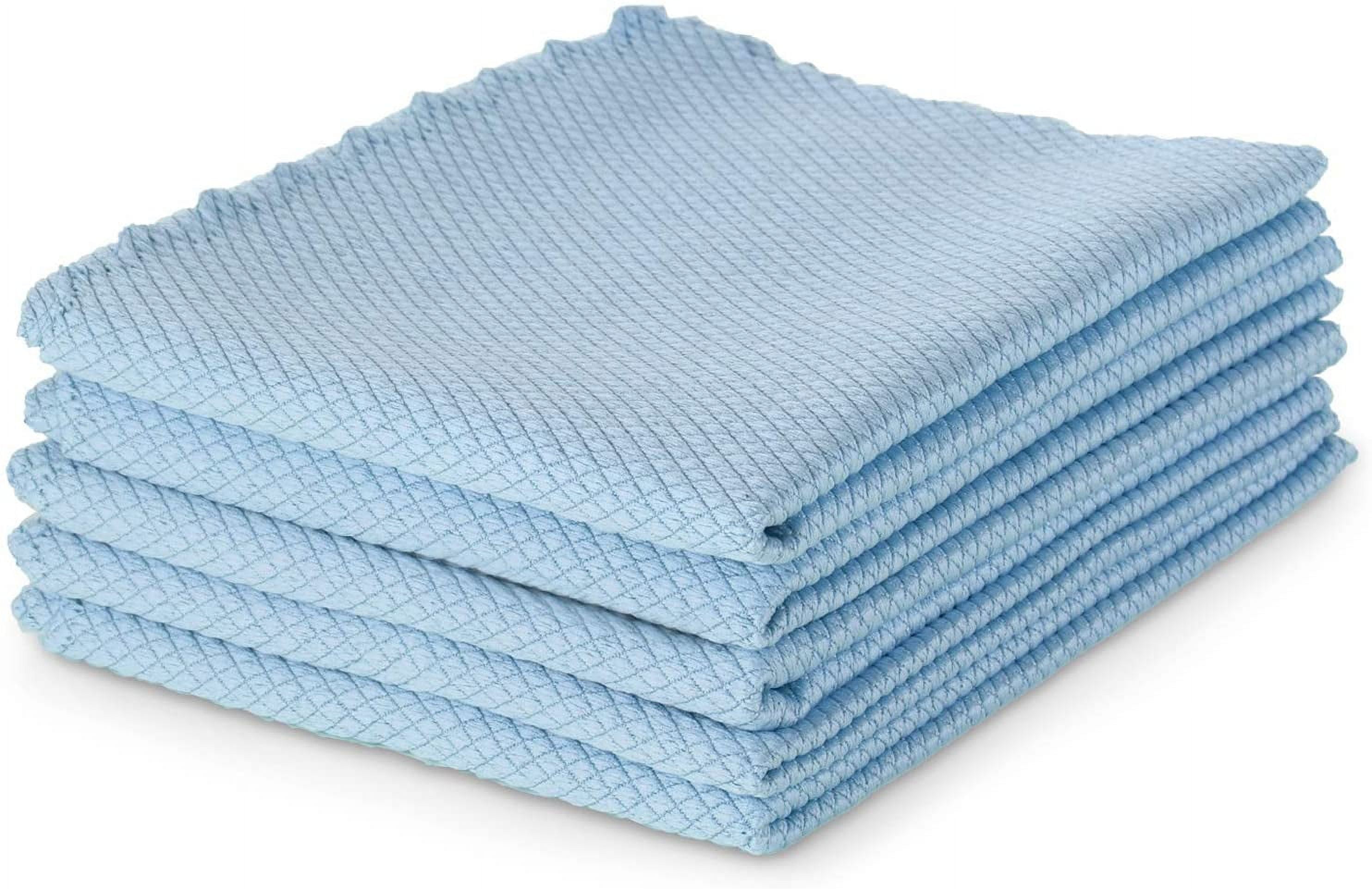 LHXC Blue Microfiber Glass Cleaning Cloths, Towels for Windows,Mirrors ...