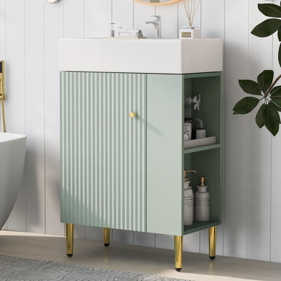 LHYY 21.6" Green Bathroom vanity,Combo Cabinet,Bathroom Storage Cabinet ...