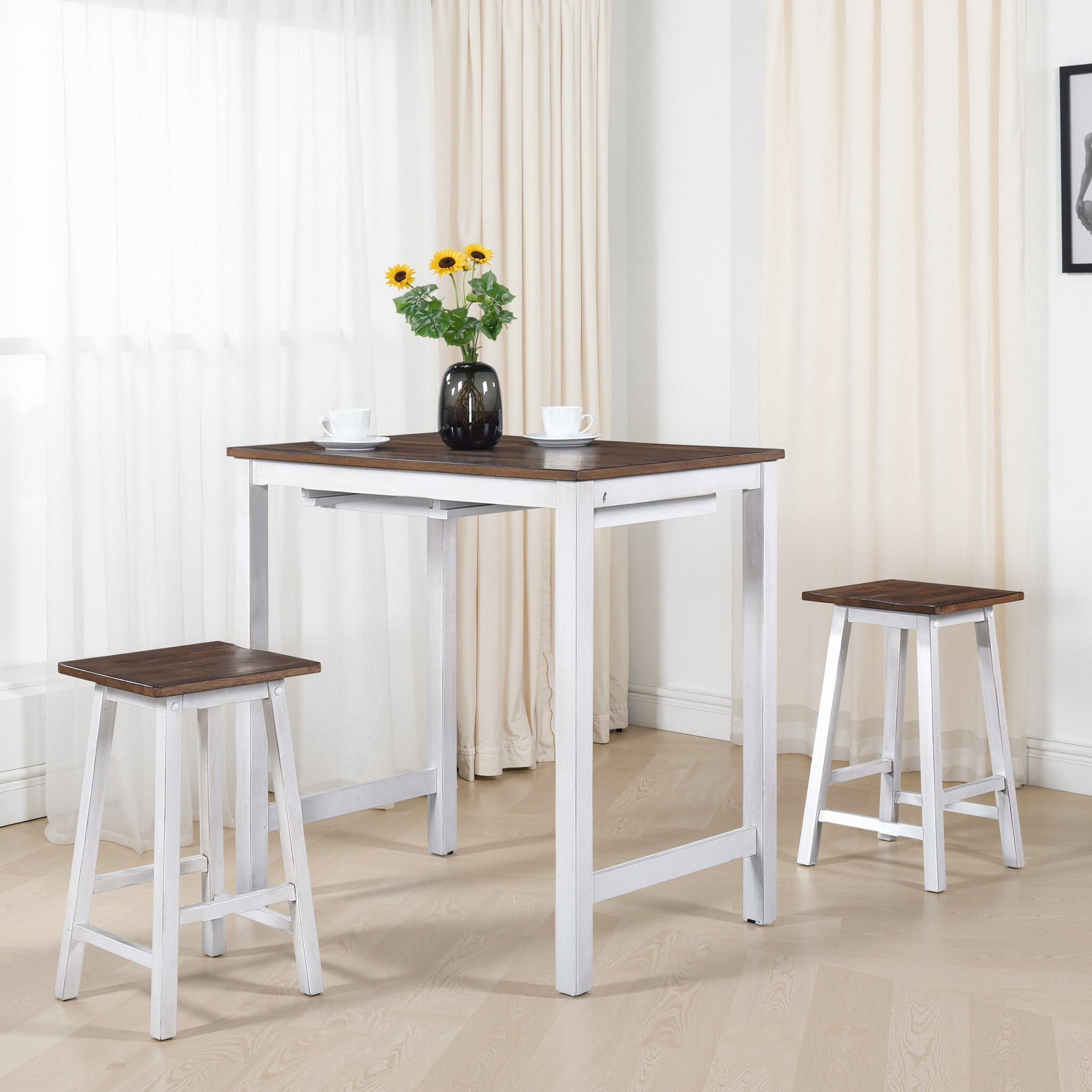 LHYY [3-Piece Counter Height Dining Set] Space-Saving Table with 2 ...
