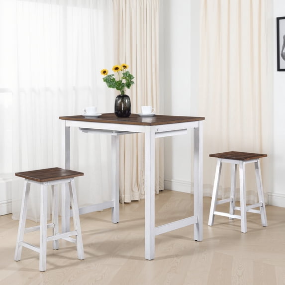 LHYY [3-Piece Counter Height Dining Set] Space-Saving Table with 2 ...