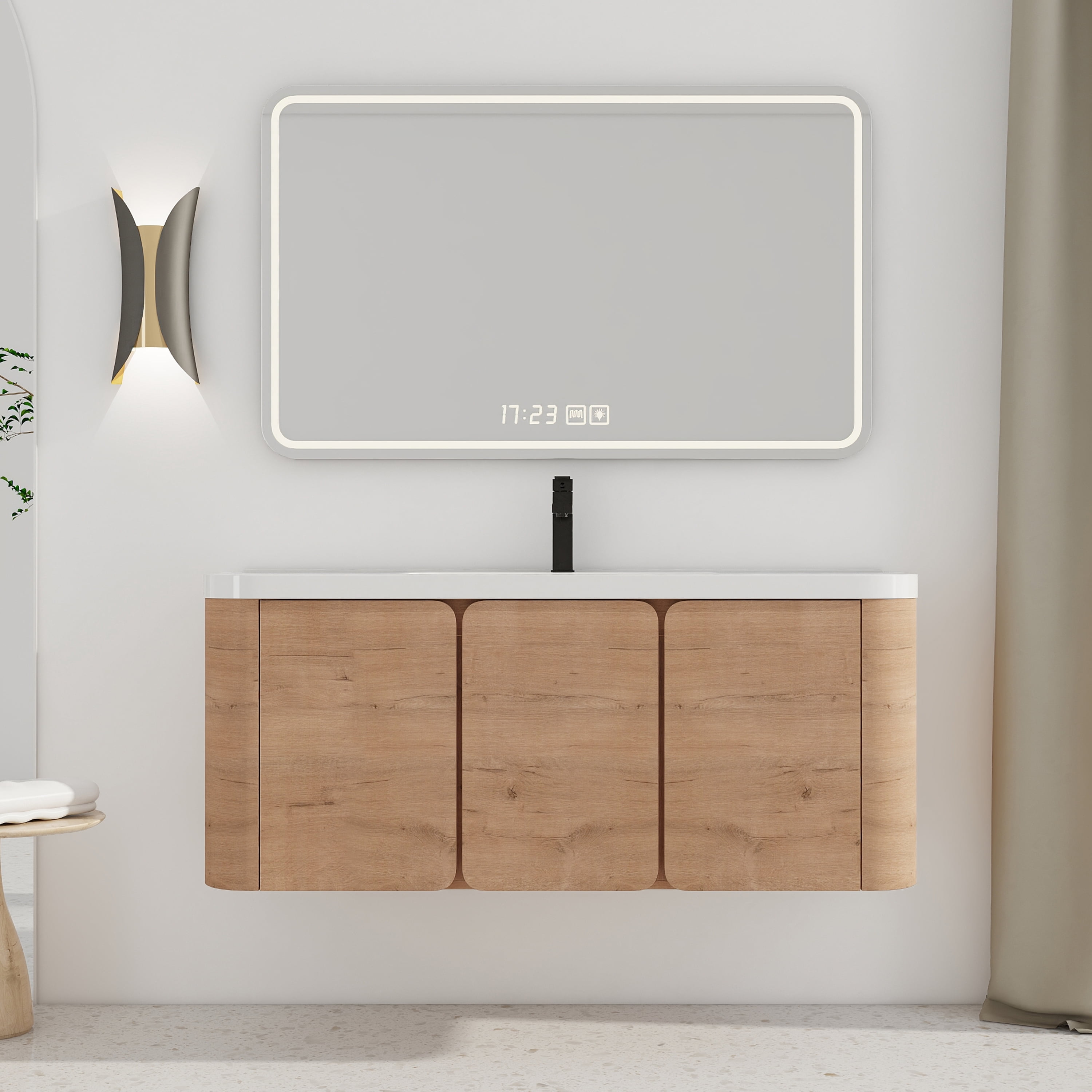 LHYY 48''Wall-Mounted Bathroom Vanity with White Resin Sink 3-Soft ...