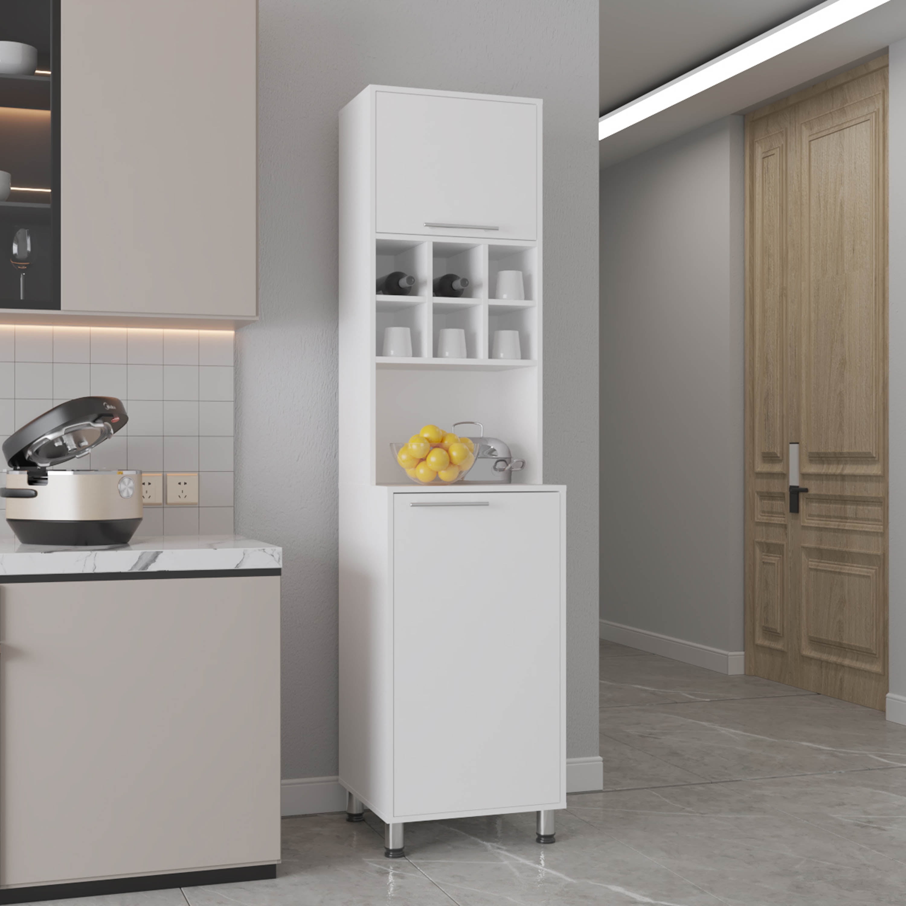 LHYY 80" High Double Cabinet Kitchen Pantry ,Storage Cabinet,Six spice ...