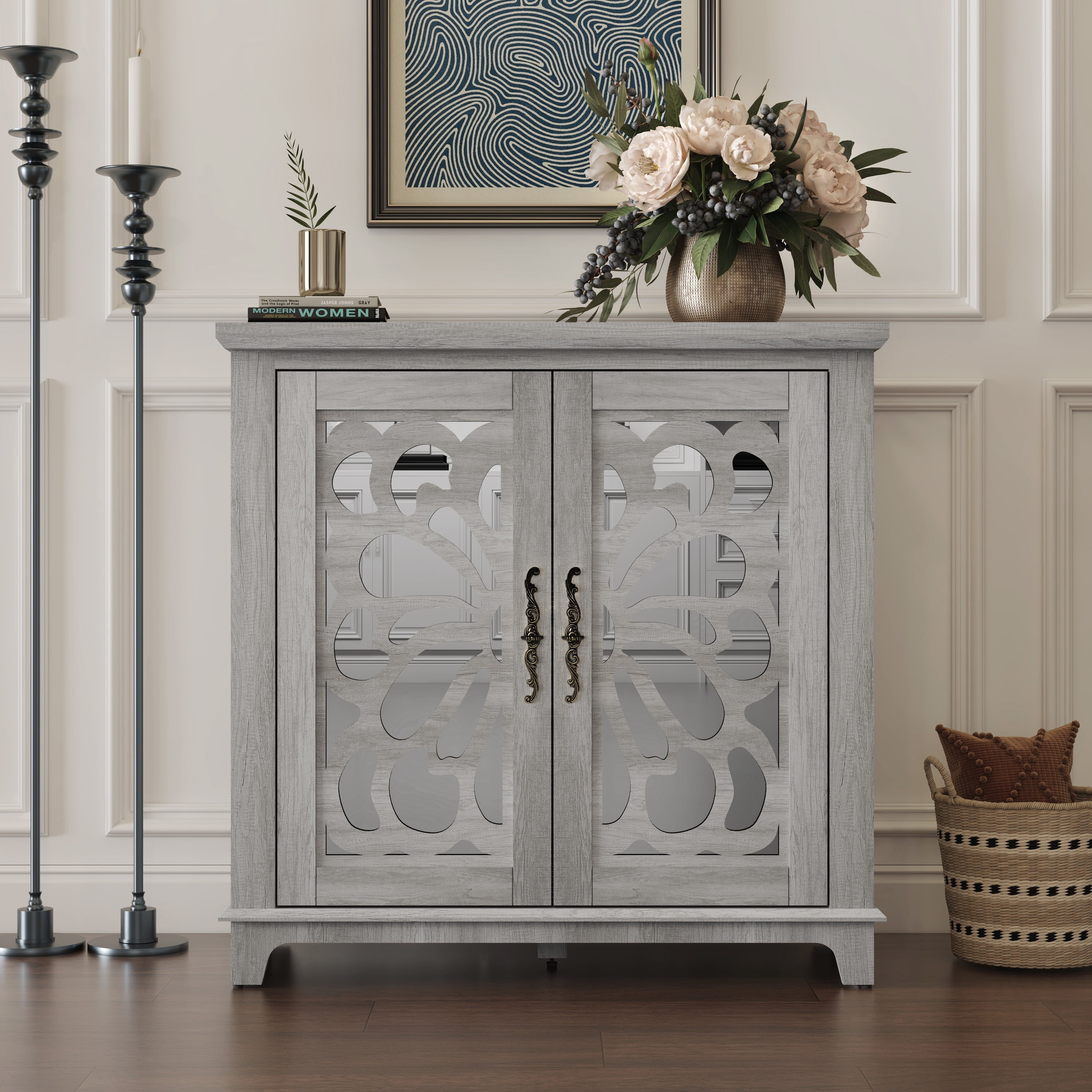 LHYY Elegant sideboard with 2 acrylic mirrored doors Sideboard and ...