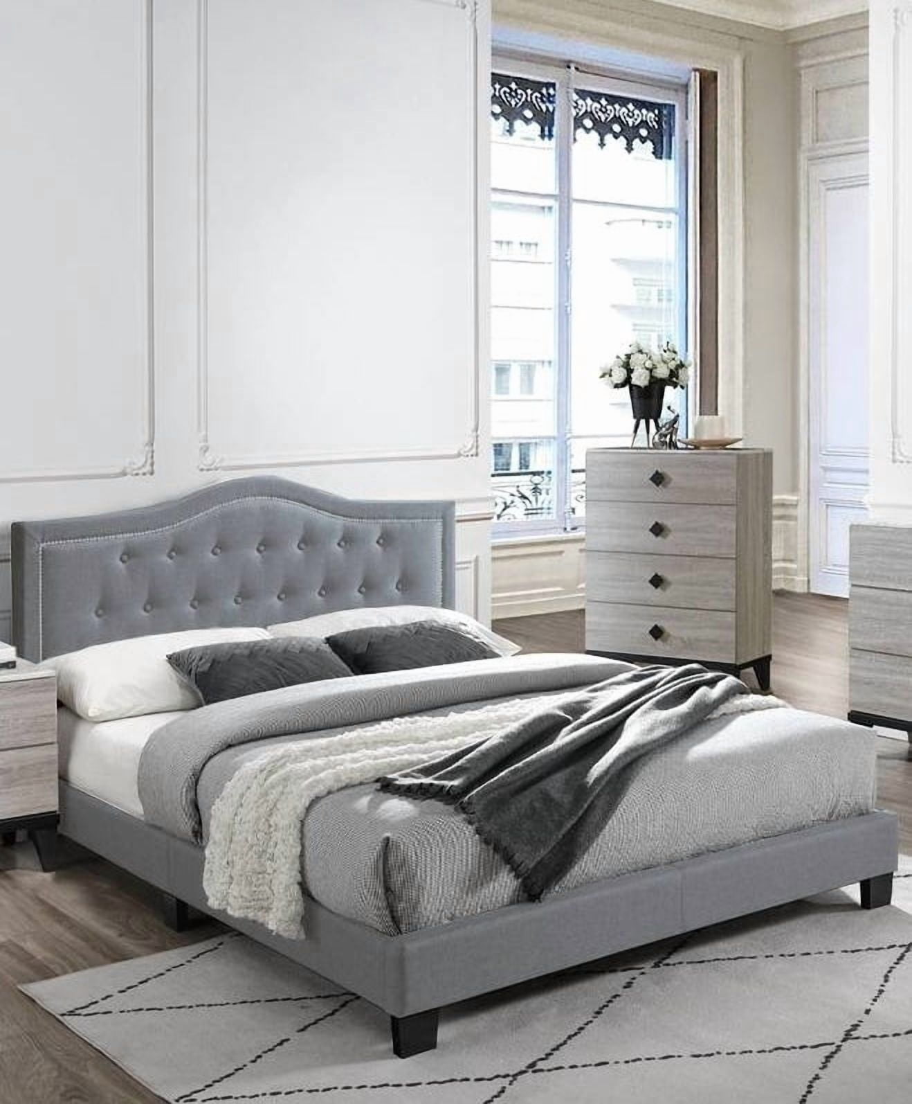 LHYY European style 1pc Full Size Bed Velvet Fabric Middle Support Legs ...