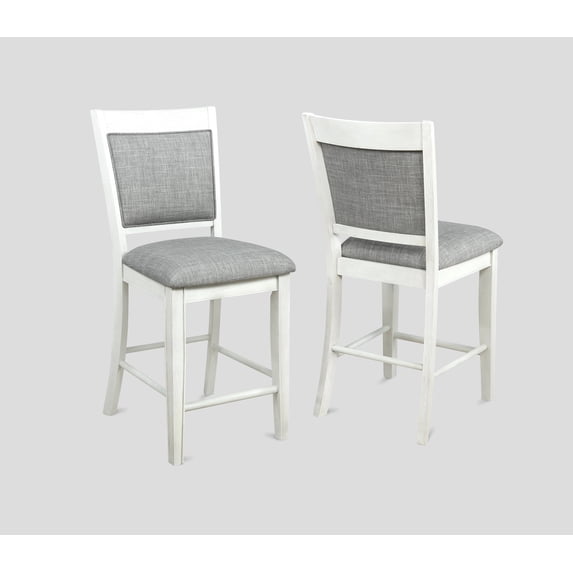 LHYY Farmhouse Style 2pc White Gray Linen Counter Height Chair Bar ...
