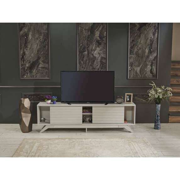 LHYY FurnisHome Store Luxia Mid Century Modern Tv Stand 2 Sliding Door ...