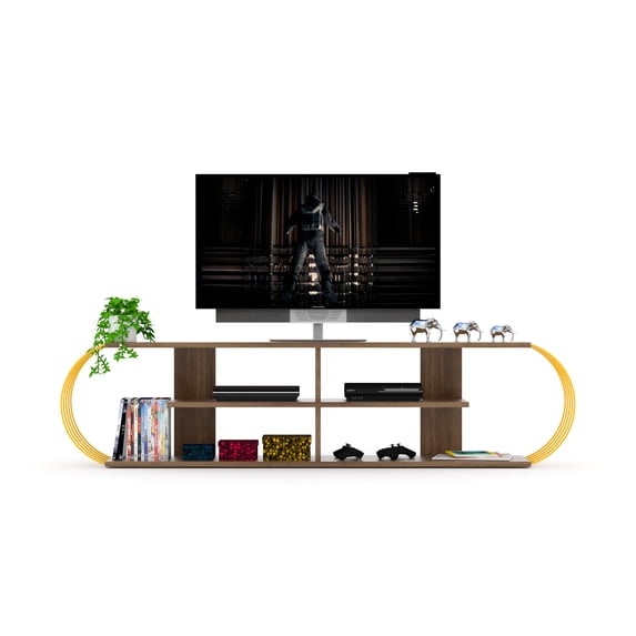 LHYY FurnisHome Store Mid Century Modern Tv Stand 4 Shelves Open ...