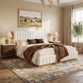 LHYY King Size Bed Frame With Linen Upholstered Thick Headboard,Solid ...