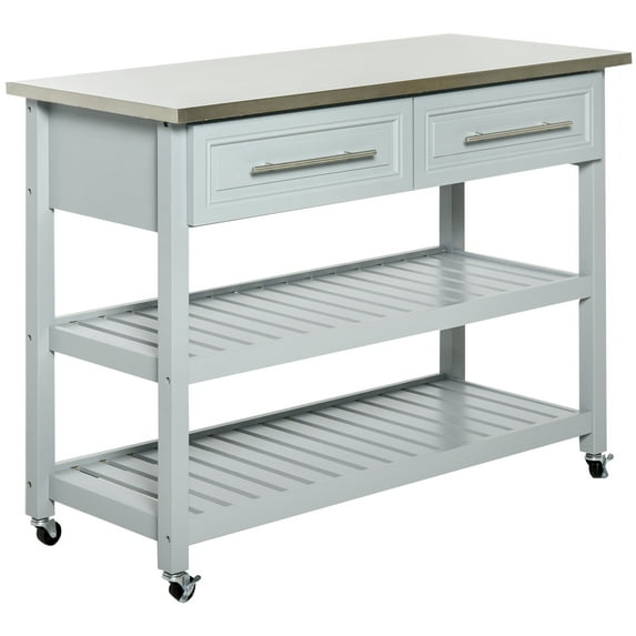 LHYY Kitchen Island with Stainless Steel Top,Traditional Kitchen Island ...