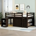 LHYY Low Study Full Loft Bed with Cabinet,Shelves and Rolling Portable ...