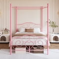 LHYY Metal Canopy Bed Frame with Vintage Style Headboard Footboard,Easy ...