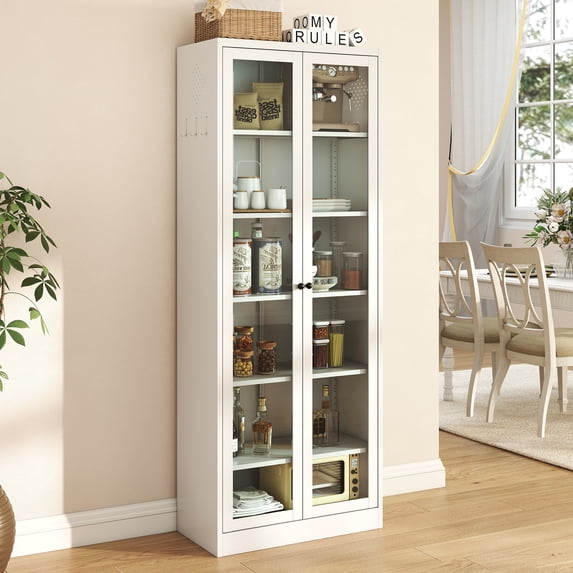 LHYY Metal Kitchen Pantry Cabinet-72"Tall Storage with 5 Adjustable ...