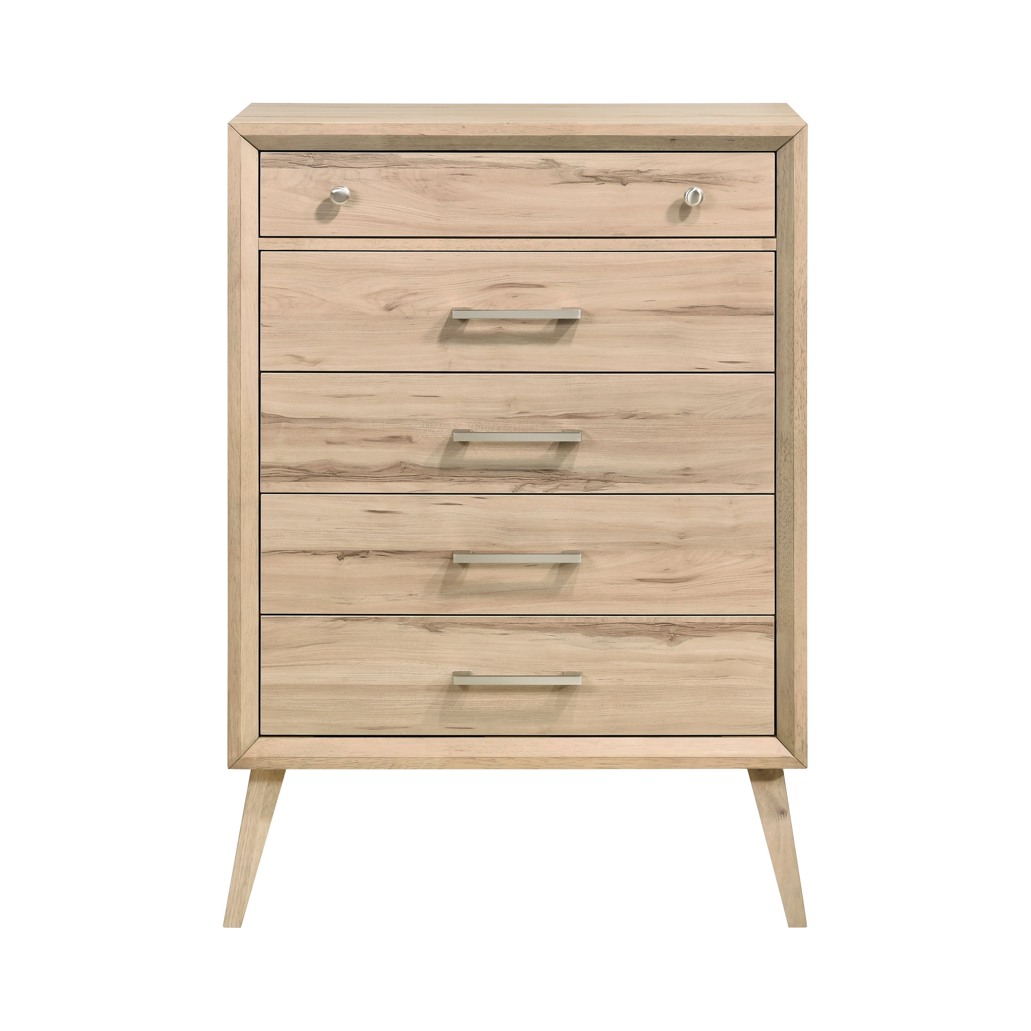 LHYY Mid-Century Modern Design Natural Oak Finish Chest of 5 Drawers ...