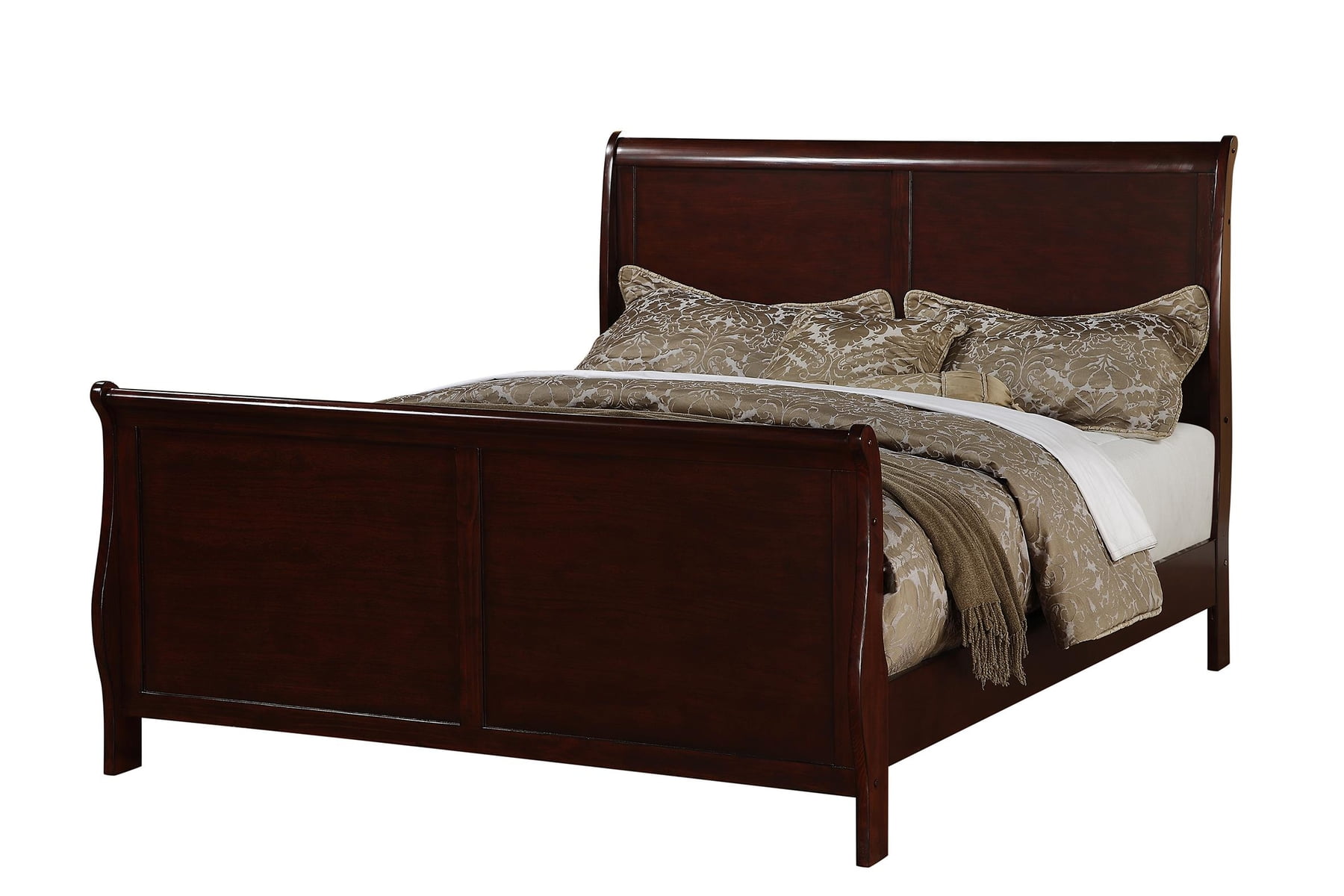 LHYY Modern 1pc Queen Size Bed Sleigh Design HB FB Plywood 1pc Bedframe ...