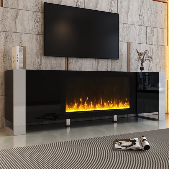 LHYY Modern TV Stand with 34.2"Non-heating Electric Fireplace,High ...