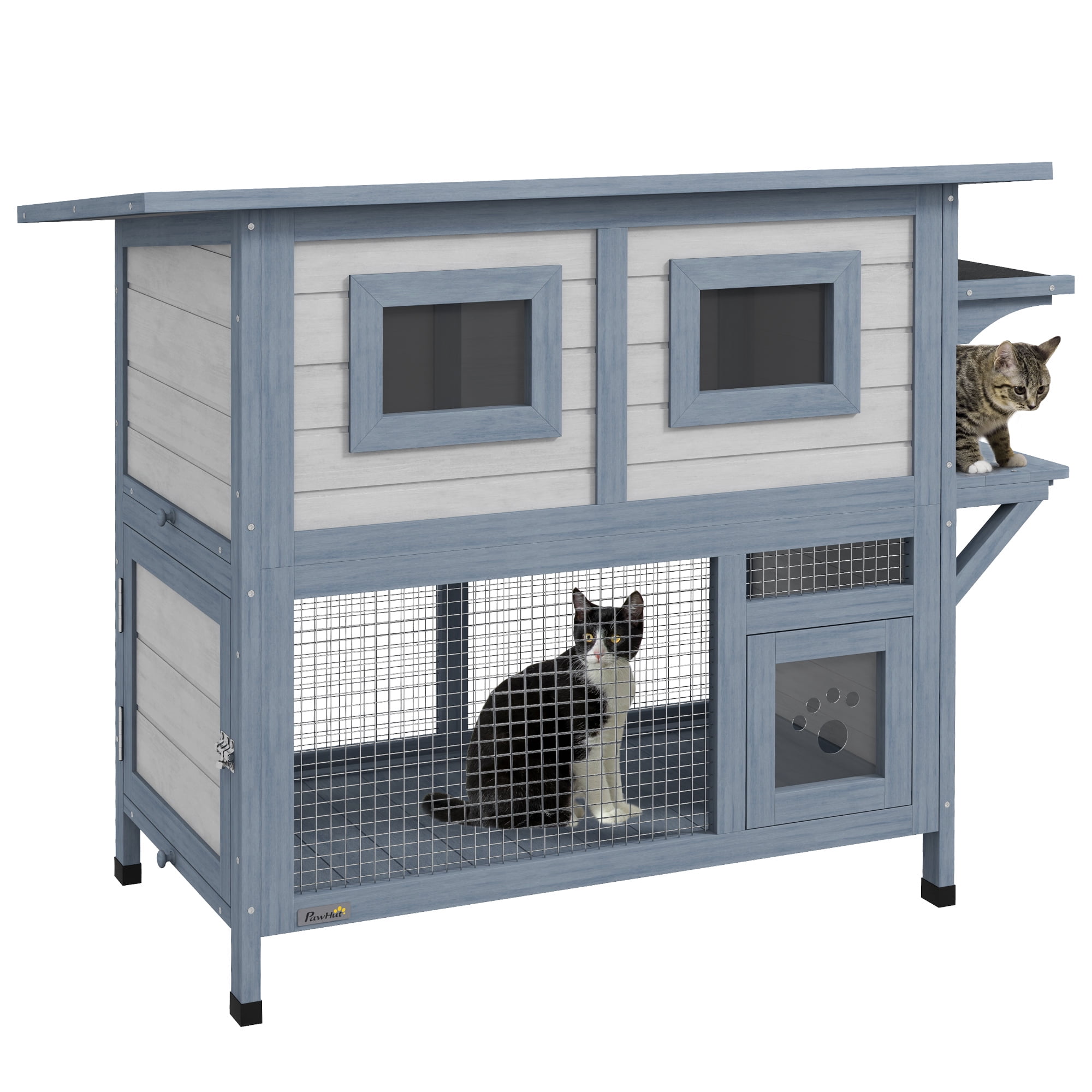 LHYY Outdoor Cat House,2 Tier Weatherproof Feral Cat Shelter with ...