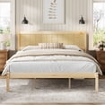 LHYY Platform Bed Frame with Headboard,Wood Slat Support,No Box Spring ...