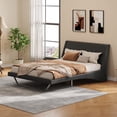 LHYY Queen Size Upholstered Bed Frame,Pu Leather Platform Bed with Wave ...