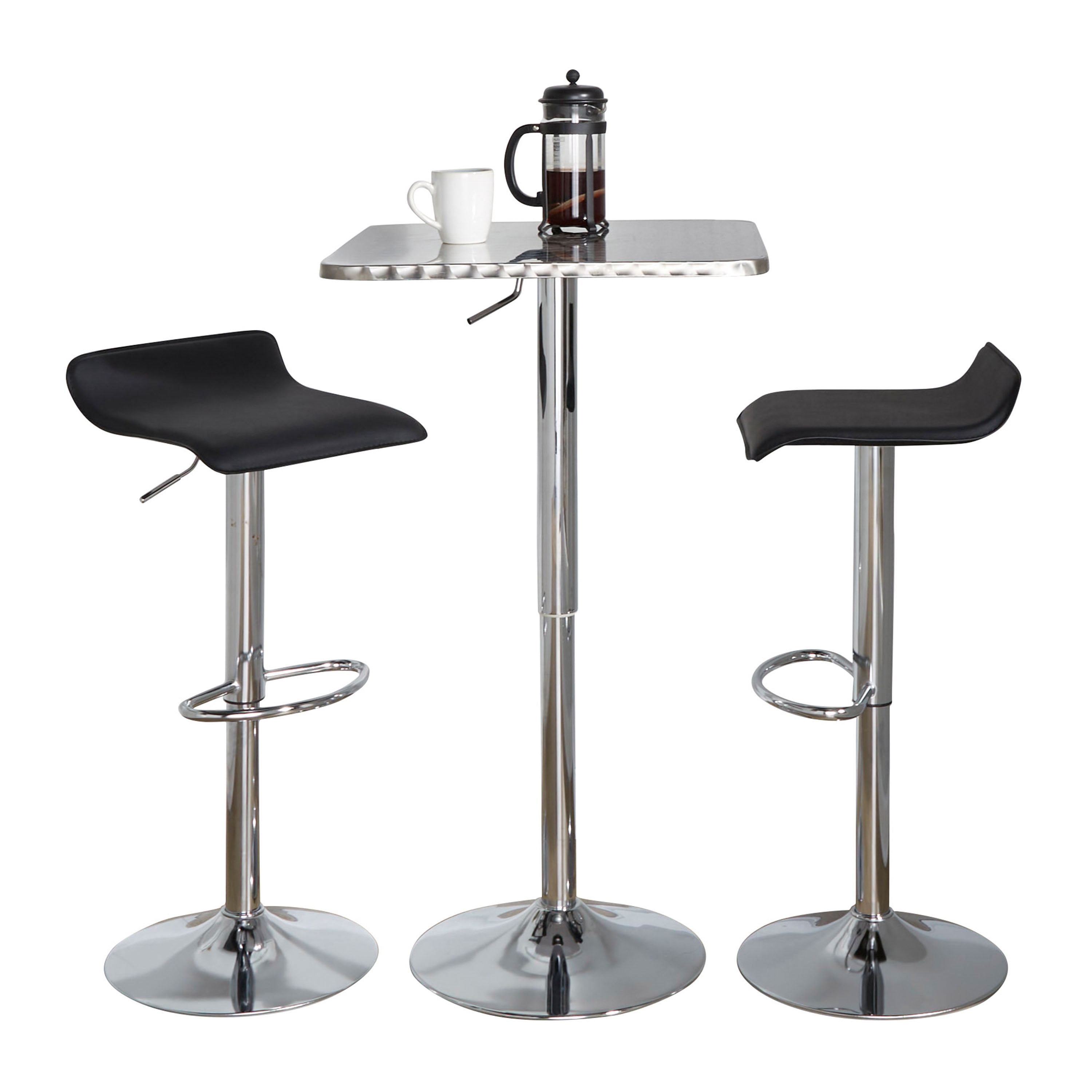 LHYY SquareContemporary Adjustable Bar Set in Silver and Chrome Metal ...