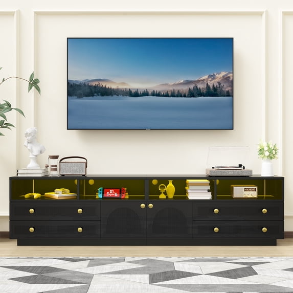 LHYY TV Stand for TVs up to 100",High-Gloss TV Entertainment Center ...