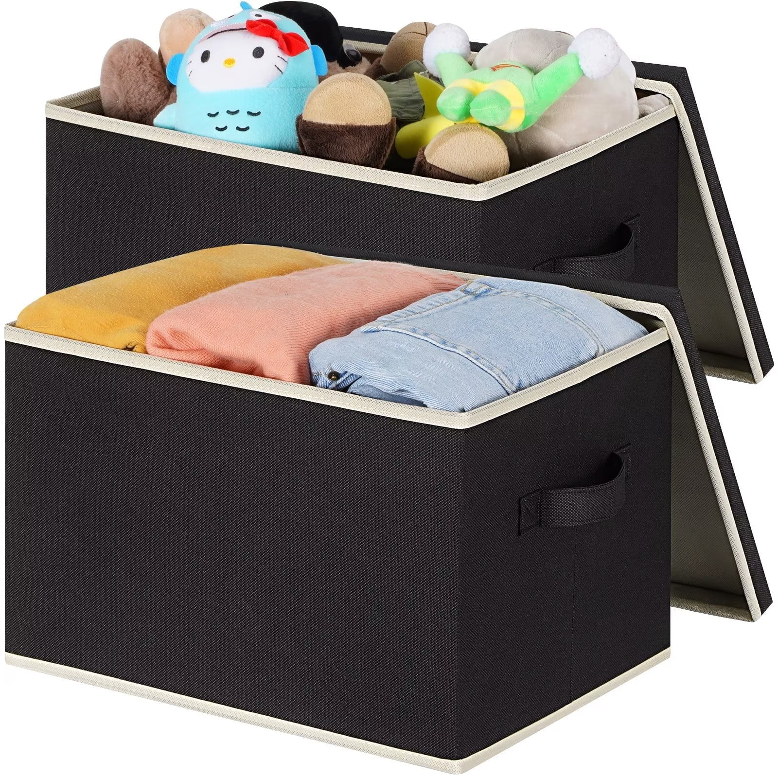 LHZK Storage Bins with Lids, Large Fabric Storage Baskets with Lids for ...