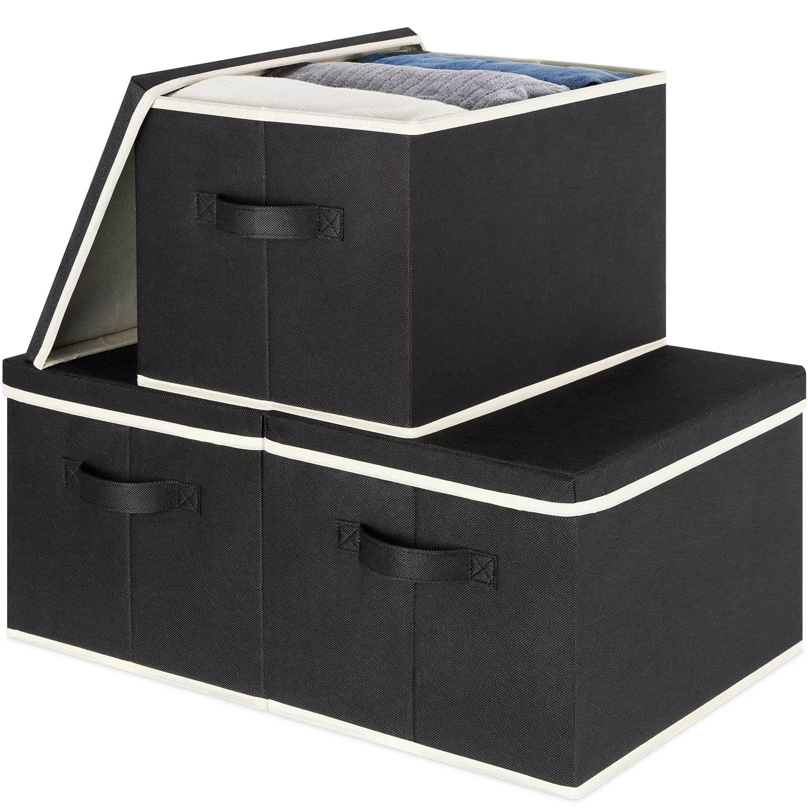 LHZK Storage Bins with Lids, Large Fabric Storage Baskets with Lids for ...