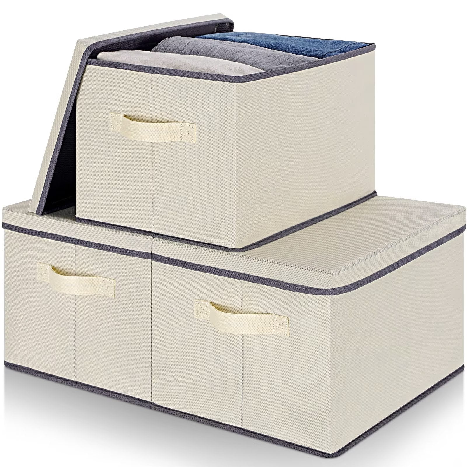 LHZK Storage Bins with Lids, Large Fabric Storage Baskets with Lids for ...