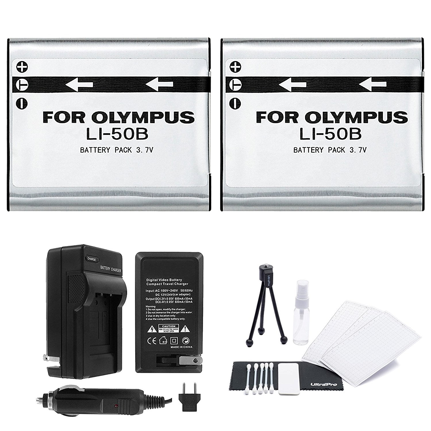 LI-50B Battery 2-Pack Bundle with Rapid Travel Charger and UltraPro ...