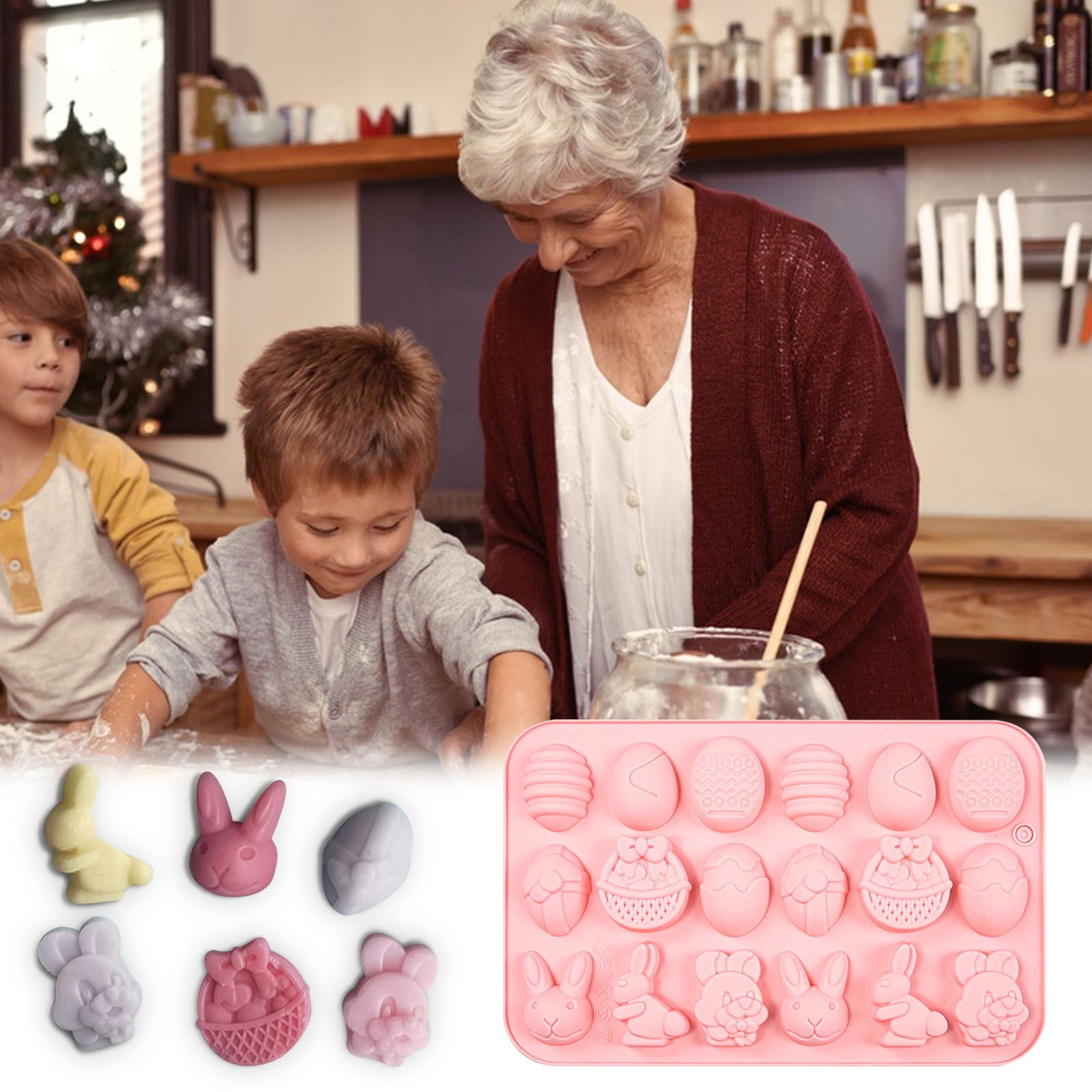 LIAMOBONDOPOLISE 2025 New 18 Rabbits Mould Cake Chocolate Cookies Baking Mould Novel Easter ...