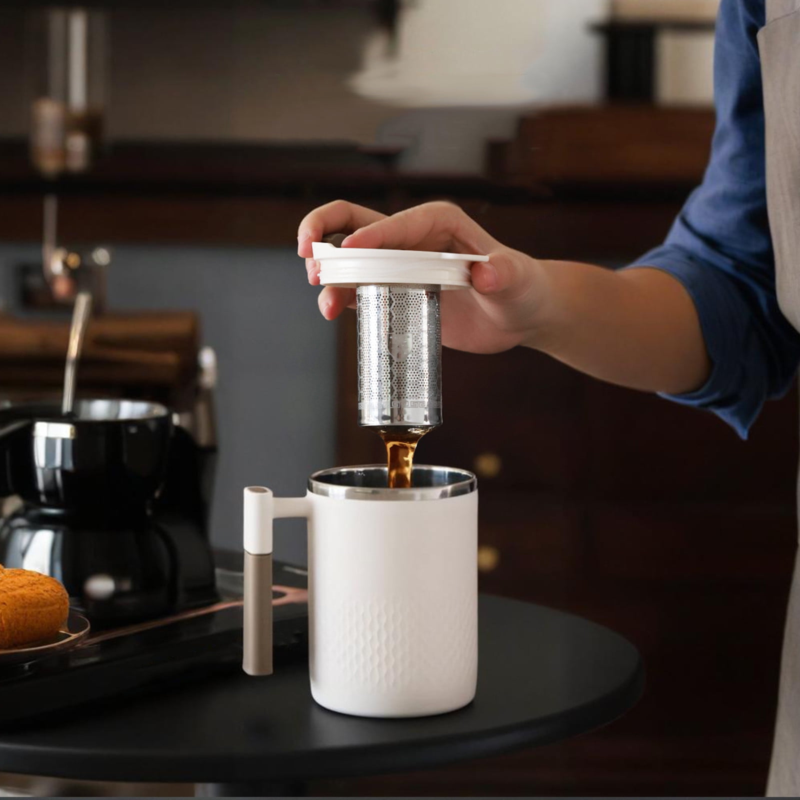 LIAMOBONDOPOLISE 2025 New Coffee Mug Portable Double Layer Stainless ...