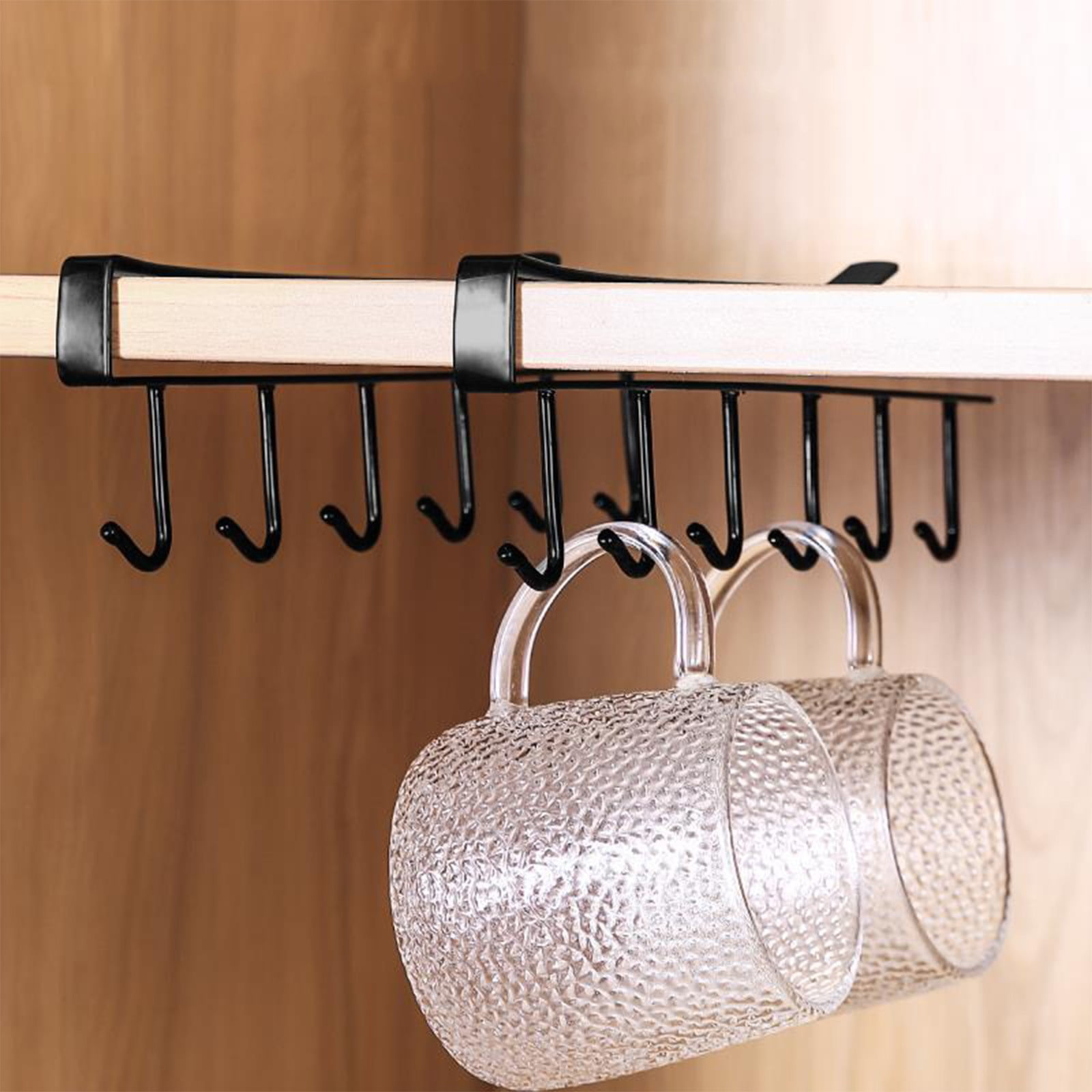 LIAMOBONDOPOLISE 2Pcs Kitchen Hook Wardrobe Storage Rack – Non-Drilling, Iron Hanging Organizer ...