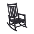 LIANGKA Black Wood-Textured Oversized Rocking Chair Weatherproof Porch ...