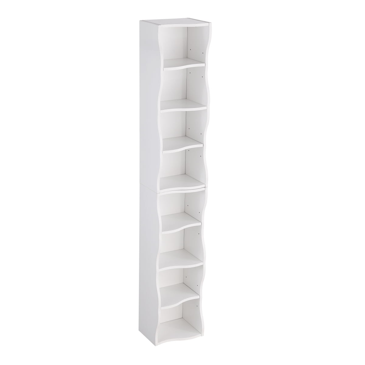LIANGKA Multi-Functional 8-Tier Bookshelf Slim Wavy Border Adjustable ...