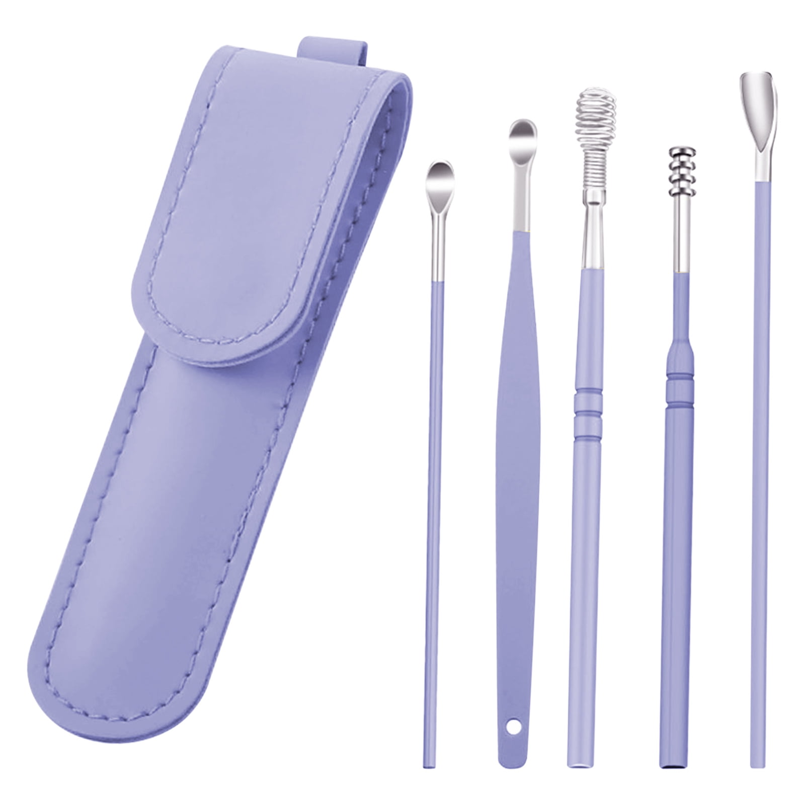 LIANGP 6 Piece Ear Scoop Set Leather Pouch Ear Wax Cleaning Tool Set ...