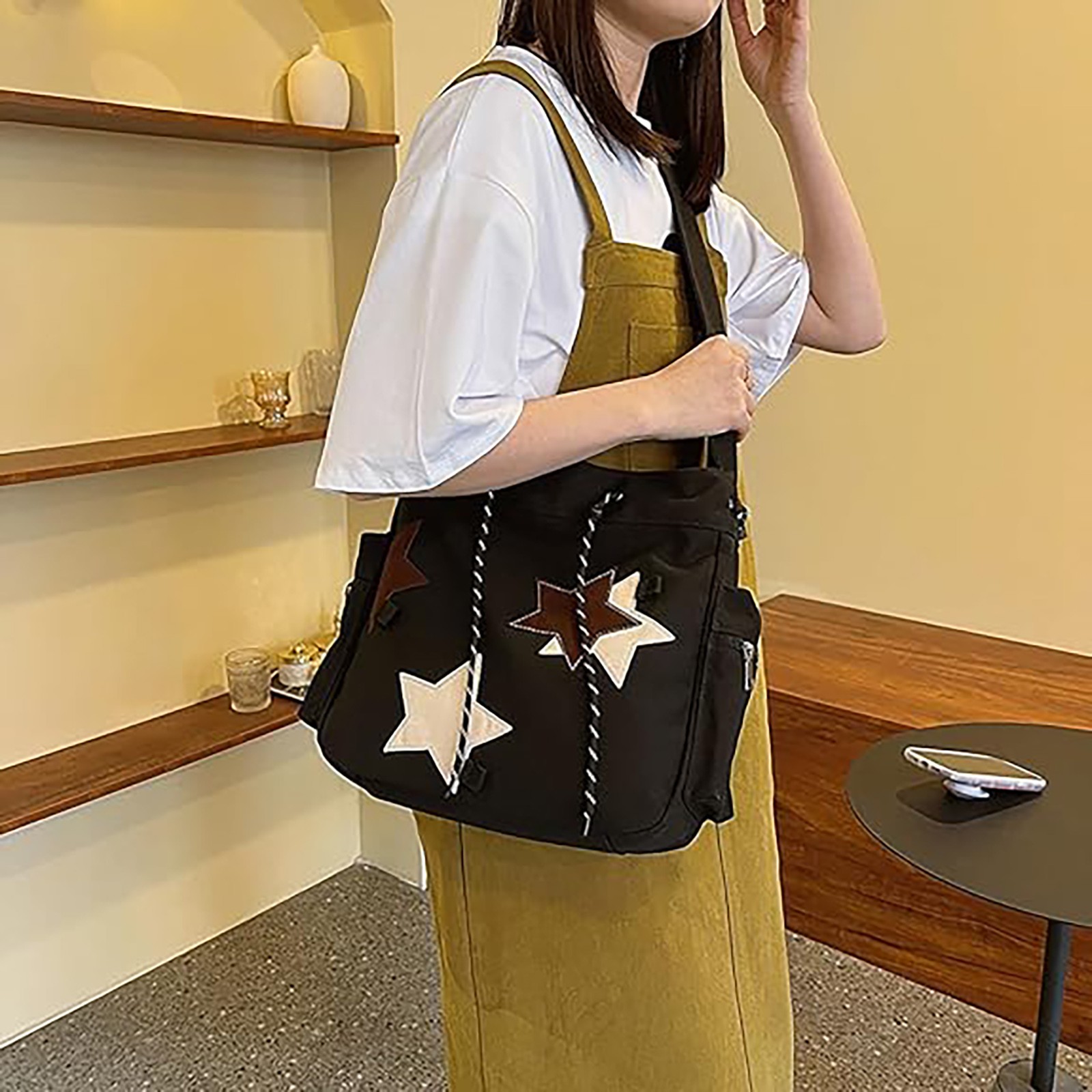 LIANGP Bag Products Cute Kawaii Star Canvas Messenger Bag Cute Tote ...