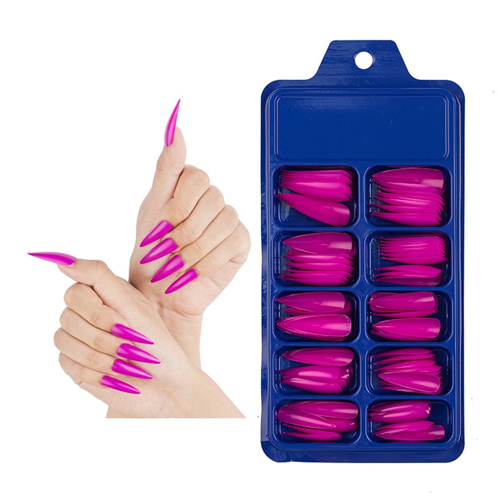 Liangp Colored Long Stiletto Press On Nails Full Cover Pointys False