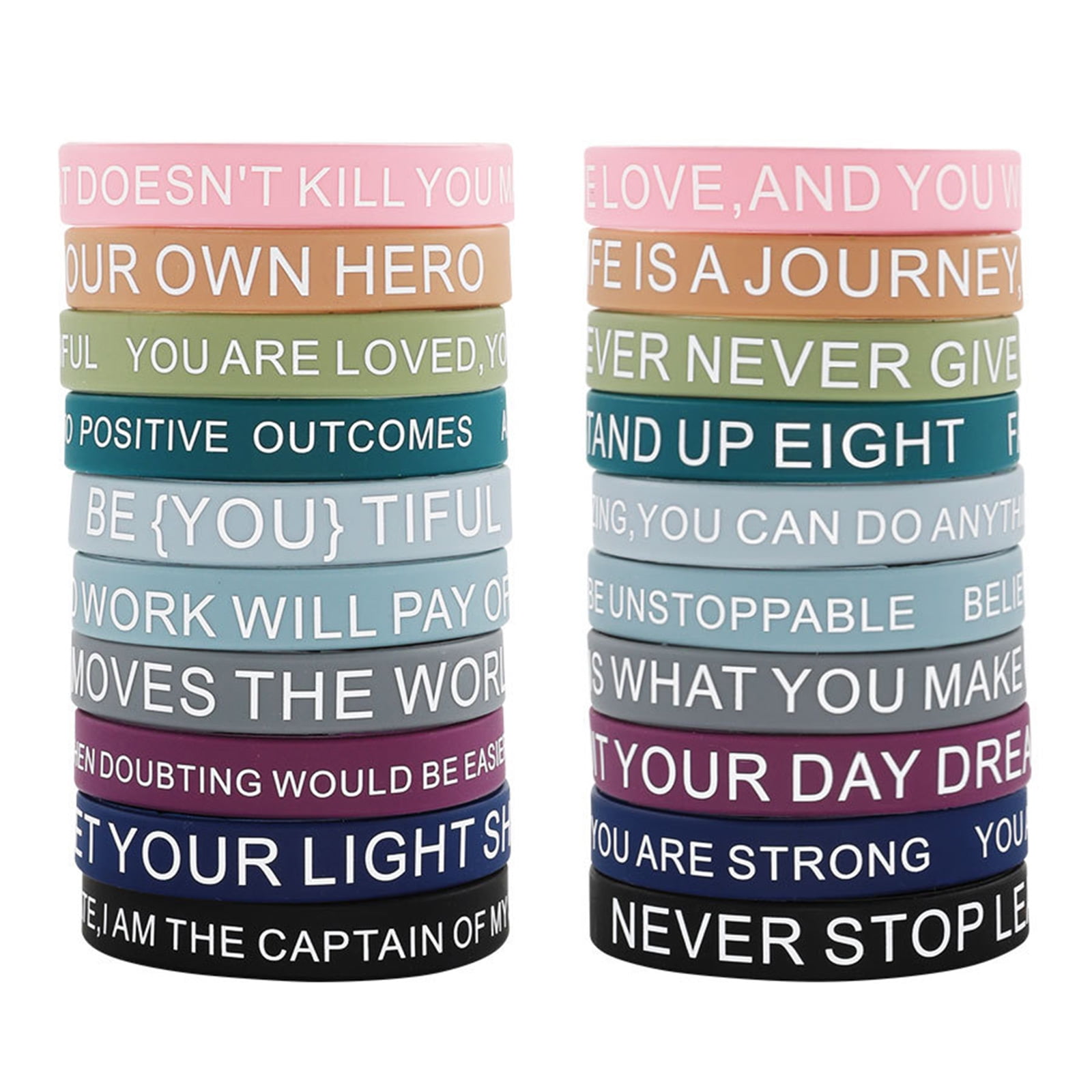 LIANGXR Motivational Silicones Rubber Wristbands 20 Pack Assorted ...