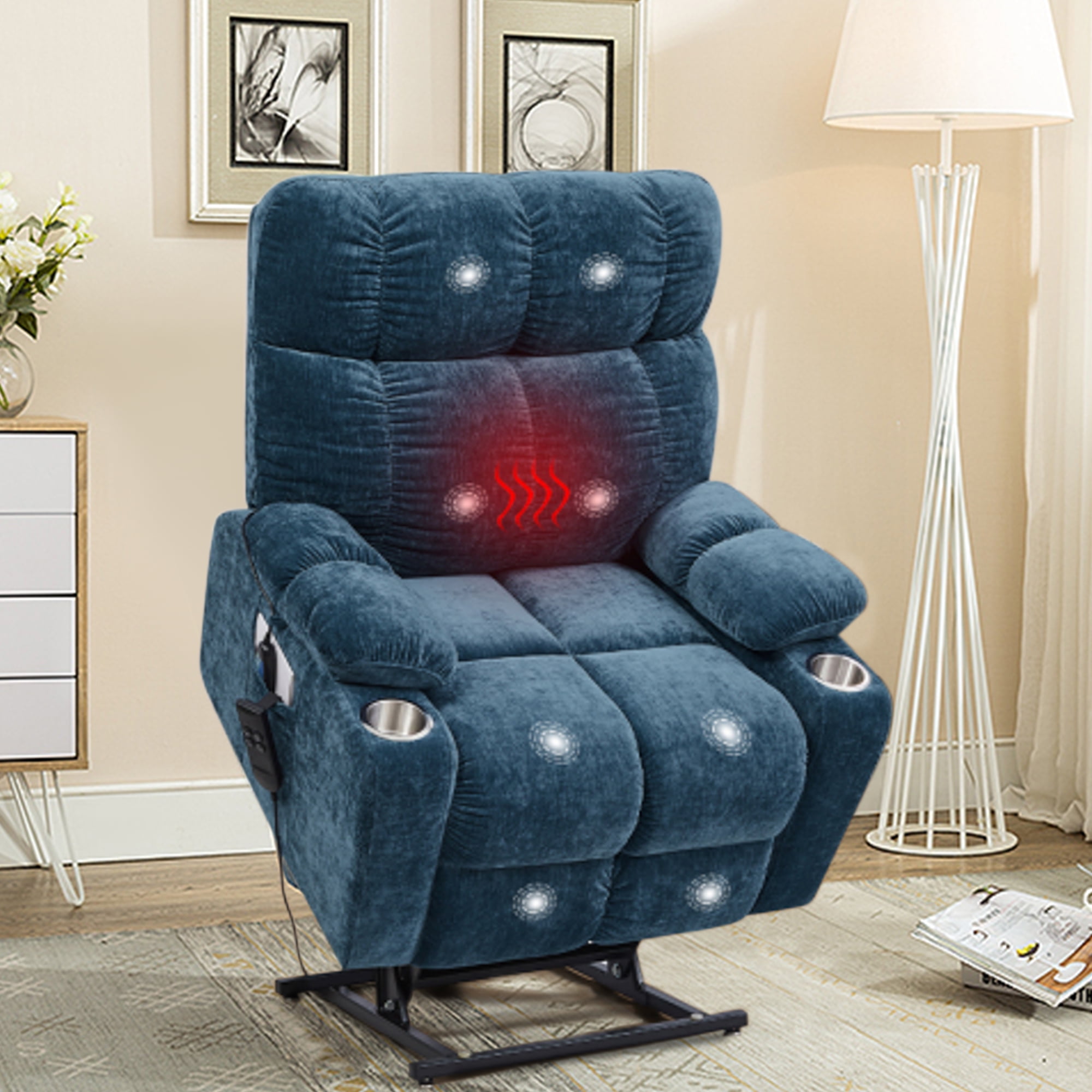 LIANLAM Electric Recliner with Heat Massage, Dual OKIN Motor, 180° Lay ...