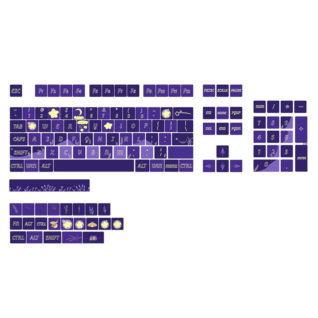 LIANXUE 127 Keyboards Keycaps PBT XDA Profile Dye Sublimation Lavender ...