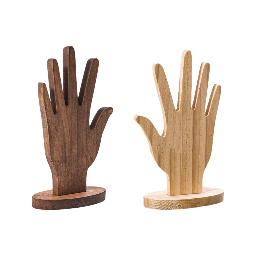 LIANXUE 2x Real Wood Hand Shaped Accessories Presentation Rack Jewelry ...