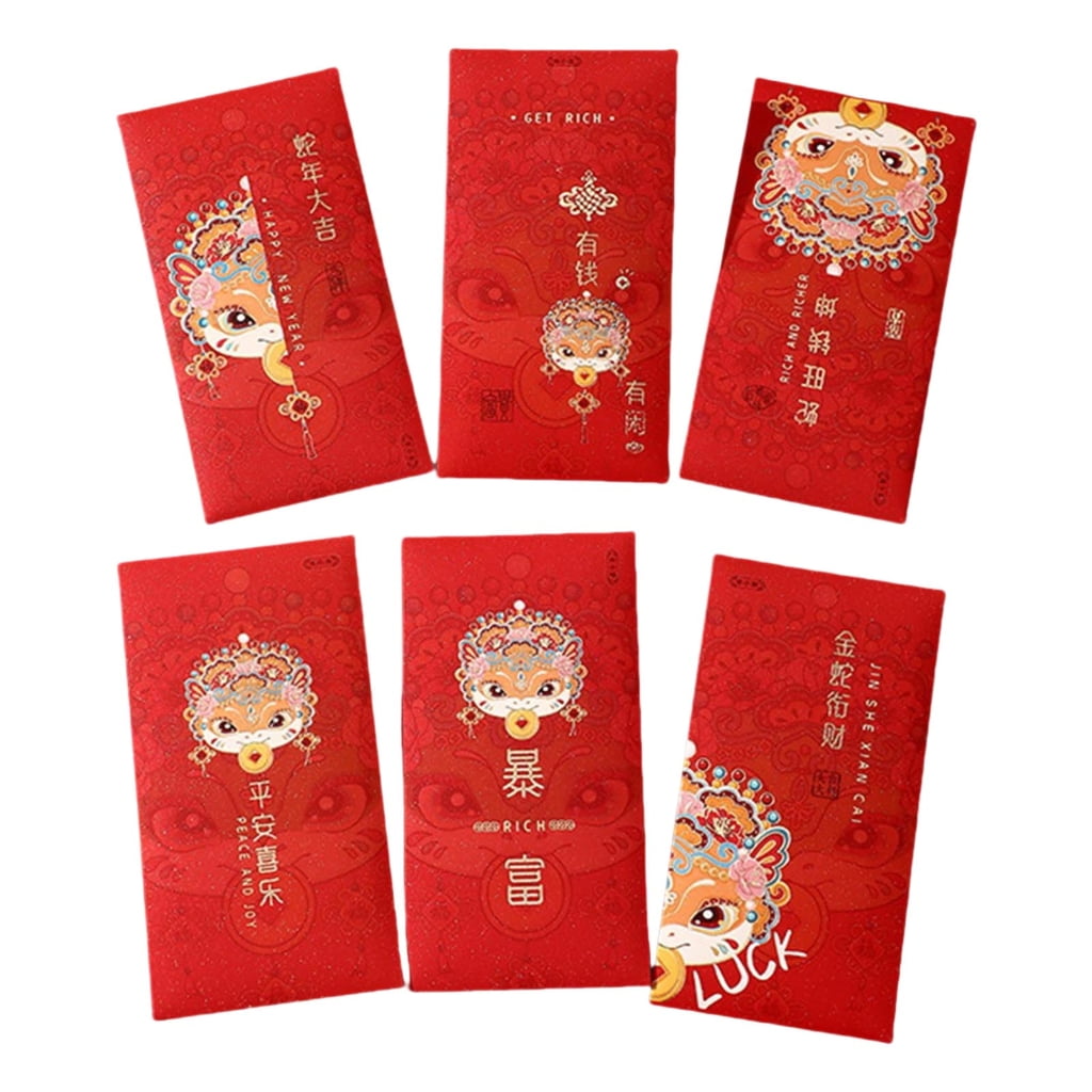 LIANXUE 6Pcs 2025 Snake Zodiacs Redness Envelopes Hongbao for Chinese ...