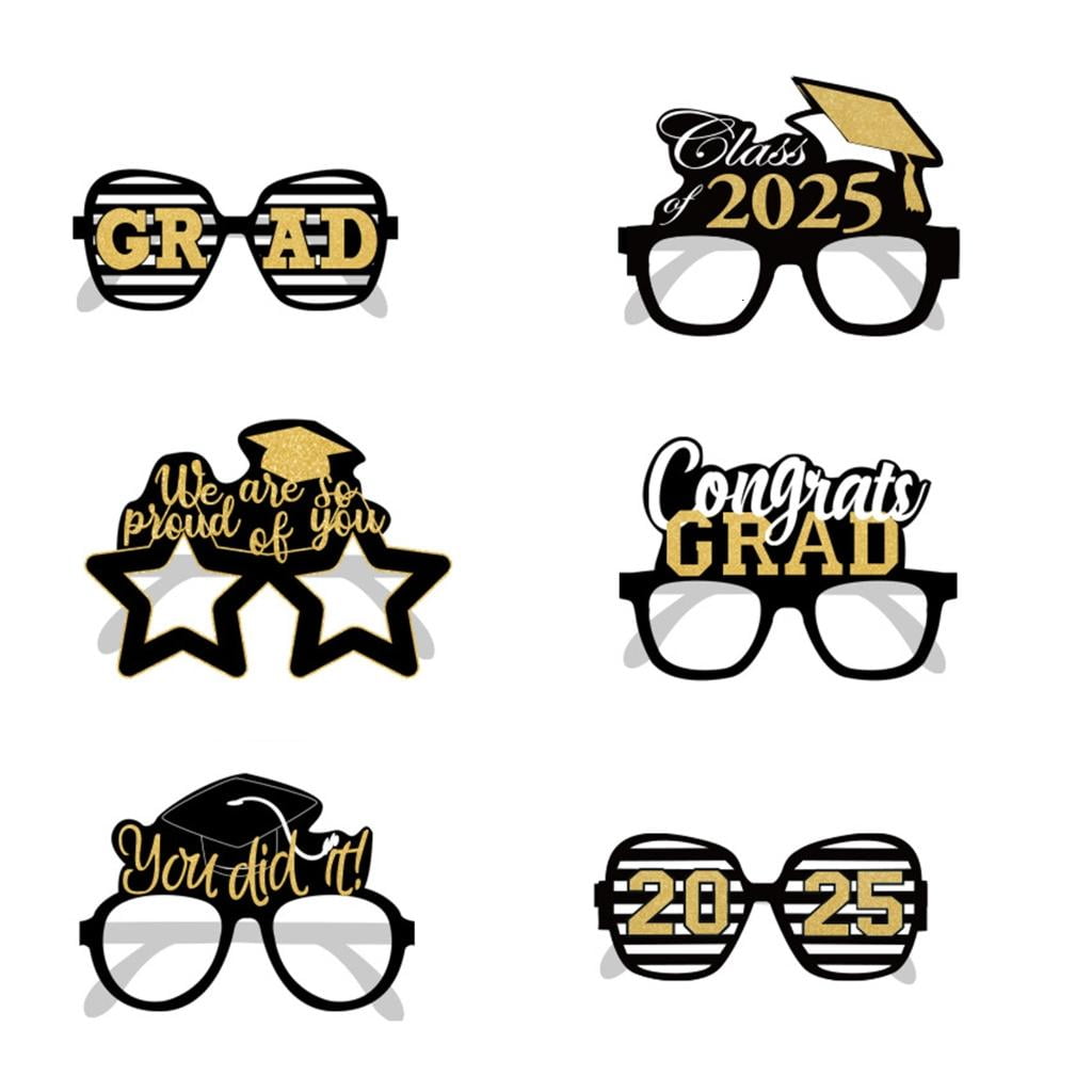 LIANXUE 6Pcs Graduation Photography Props Funny Graduation Glasses for ...