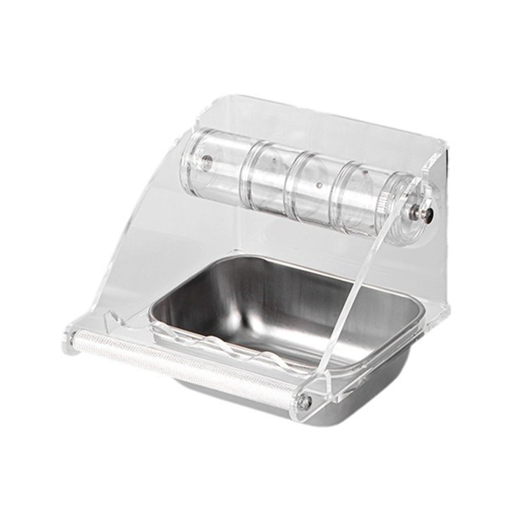 LIANXUE Clear Bird Feeder Standing Perch For Cage Antispill Food ...